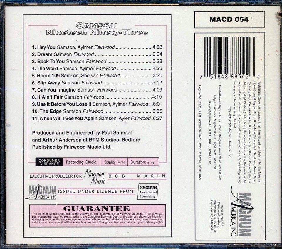 CD Samson - Nineteen Ninety-Three | eBay