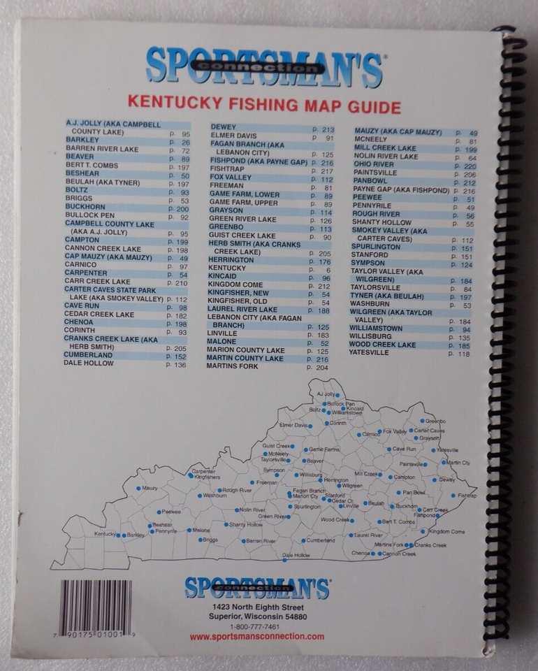 Kentucky Fishing Map Guide, 2003 Sportsman's Connection, 9781885010605 ...