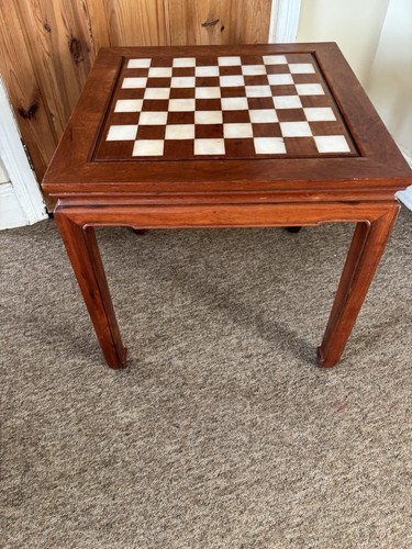 Vintage Rose wood Games Table – Inlaid Chess Board – Mid Century ...