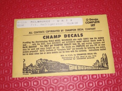 Champ Decals O-Scale R-116 Milwaukee - U R T X Freight Refrigerator ...