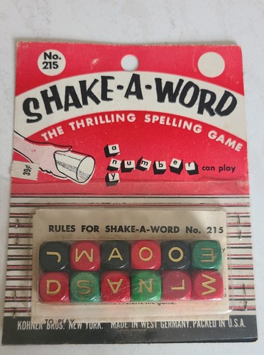 Vintage 60’s Shake A Word Wooden Dice Game W.Germany Kohner Bros. New ...