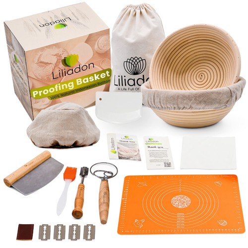 🎁 Banneton Set for Bread & Sourdough – 2 Round 9" Proofing Baskets ...