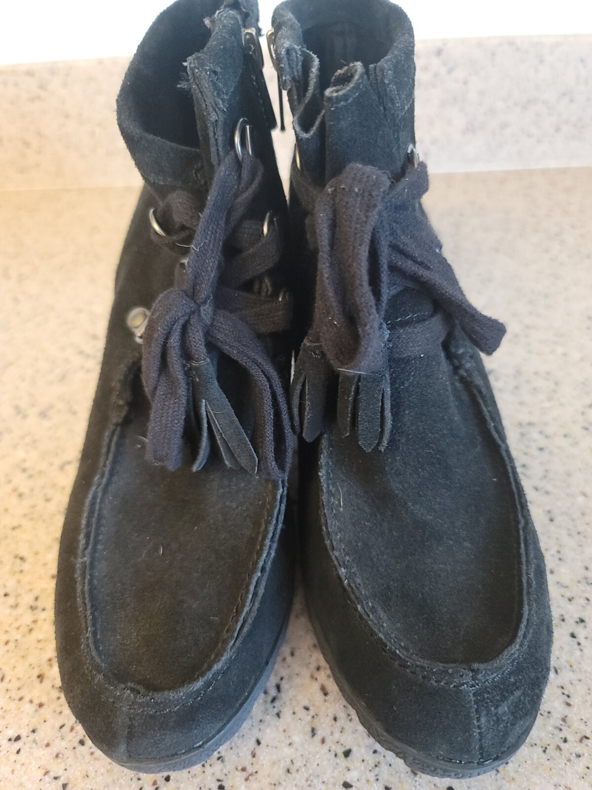 Women's MIA Brisk Shoes Black Suede Platforms Wedge A… - Gem