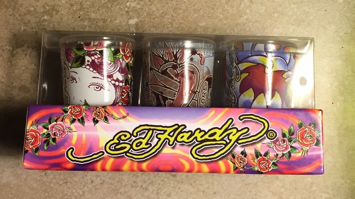 ED Hardy 3 pcs Shot-glass candles tealight Gift Set/one SET OF 3 ...