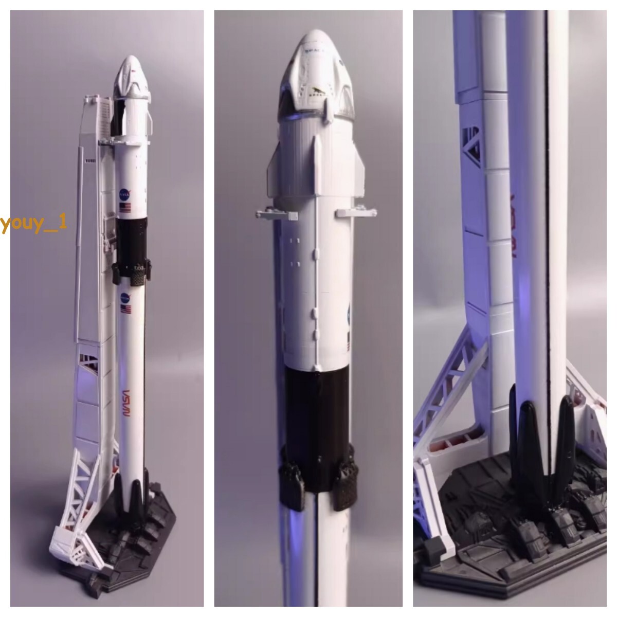 1：200 SpaceX Falcon 9 Dragon Rocket Falconheavy W Launcher Tower Resin ...
