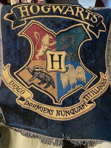 Harry Potter Hogwarts crest tapestry fringe throw blanket | eBay