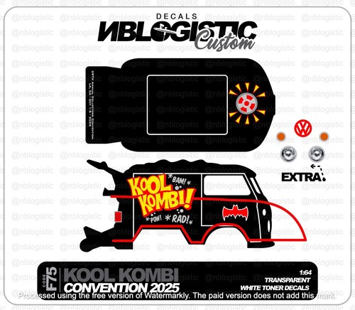 KOOL KOMBI Custom Universal WaterSlide Decal for hot wheels 1/64 Scale ...