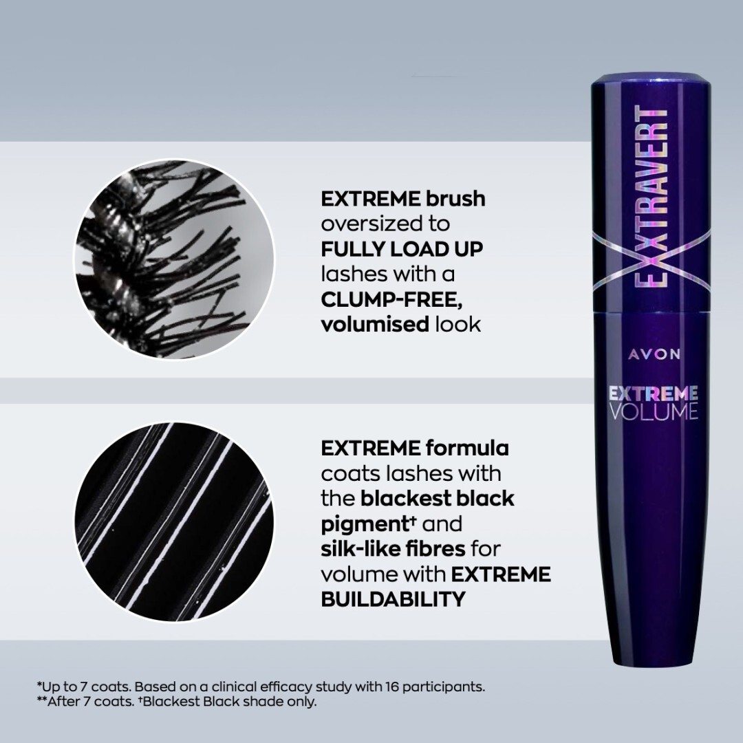 Avon Exxtravert Extreme Volume Mascara | Blackest Black, Brown Black ...