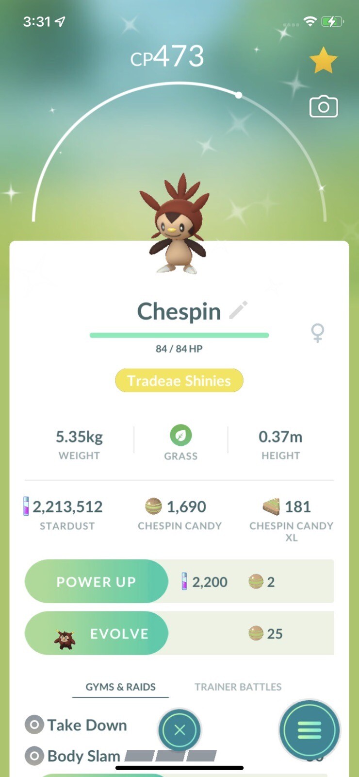 Shiny Chespin Pokémon Go Trade (MAY COST 1 MILLION STARDUST) | eBay