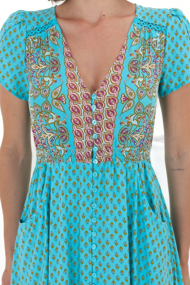JAASE - Carmen Maxi Dress: Butterfly Cap Sleeve Button Down A Line ...