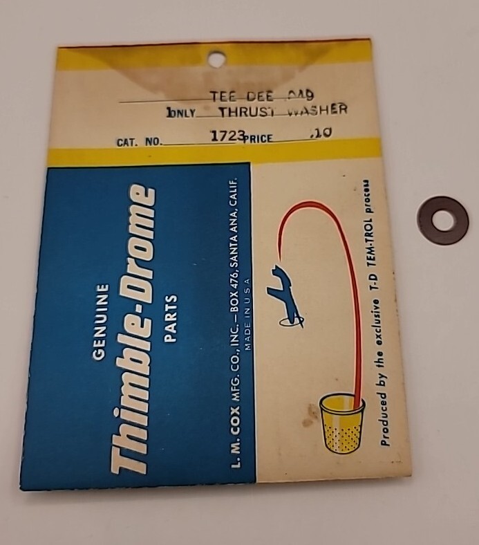 Cox Thrust Washer Tee Dee .049 Engine Genuine Thimble Drome Parts ...