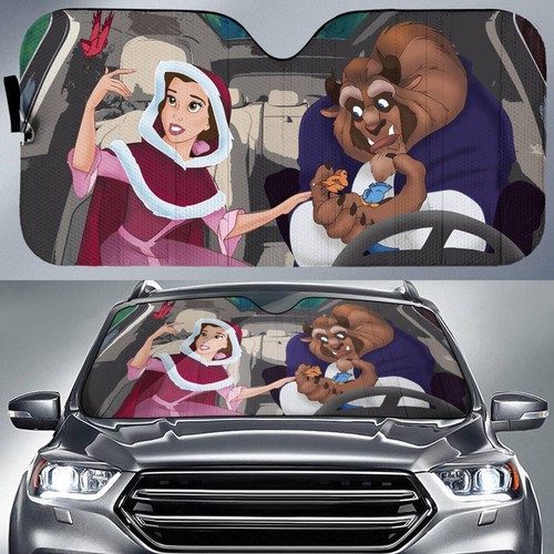 Beauty and the Beast Cartoon Car Sun Shade Belle Princess And Adam the ...