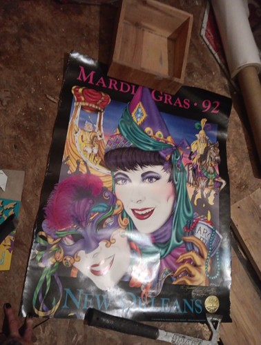 Vintage Mardi Gras Poster Michael Hunt 1992 New Orleans SIGNED BY ...