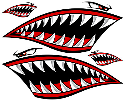 Warhawk Sticker Decal Vinyl Flying Tiger Shark Teeth Bite War Hawk (2 ...