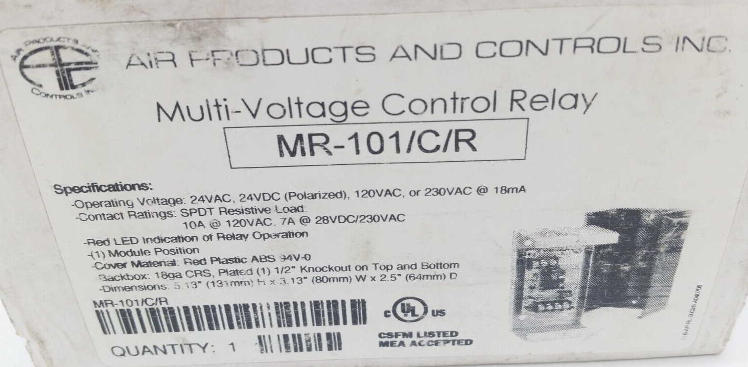 Air Products and Controls MR-101/C/R Multi-Voltage Control Relay | eBay