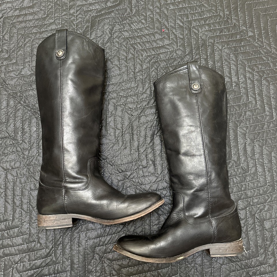 Frye Women's Melissa Button Riding Boots 77153 Dark Brown Leather Sz. 8 ...
