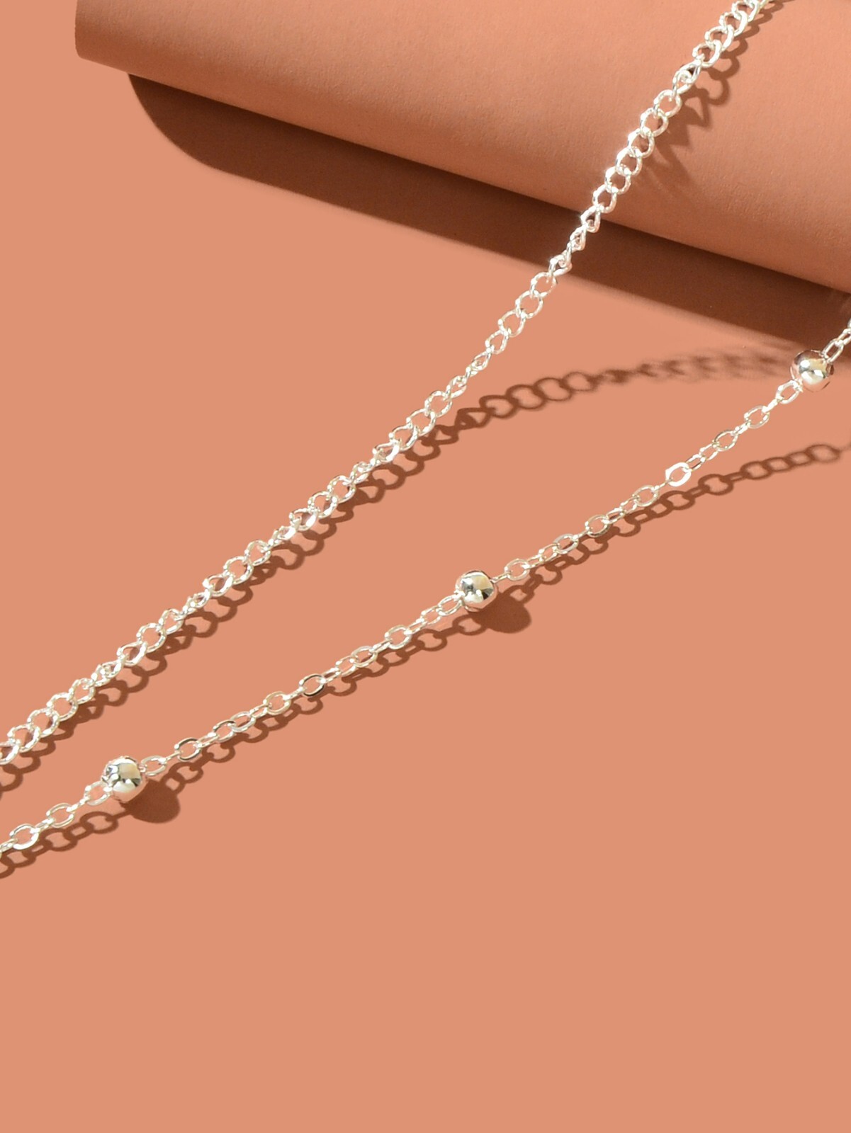 Beach Double layer Silver Bead Chain Anklet Bracelet Chic Dainty Foot ...