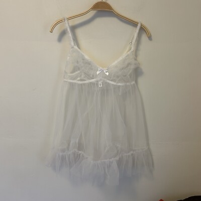 Victoria's Secret White Bridal Sheer Slip Top Lingerie Large I Do ...