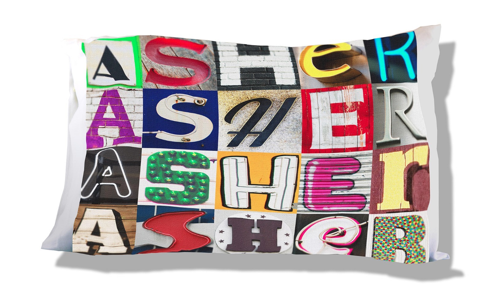 ASHER Personalized Pillowcase featuring the name in photos of sign ...