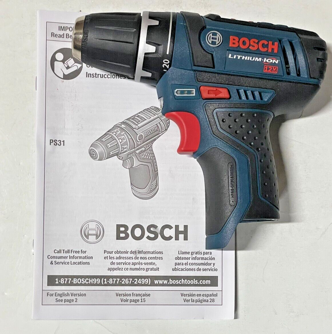 NEW BOSCH PS31 12 Volt 2 Speed Cordless Li-Ion 3/8" Drill Driver (bare ...