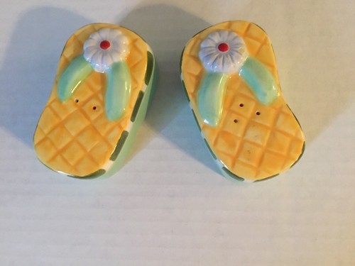 Ganz Ceramic Flip Flops Salt & Pepper Shakers Bright Vibrant Colors ...