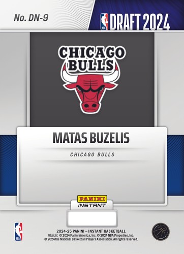 2024-25 Panini Instant Matas Buzelis ROOKIE CARD DRAFT NIGHT Bulls #DN ...