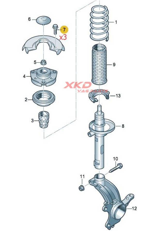 Front Top Mount Bolt Kit Fit For VW Arteon Golf Passat AUDI A3 RS3 ...
