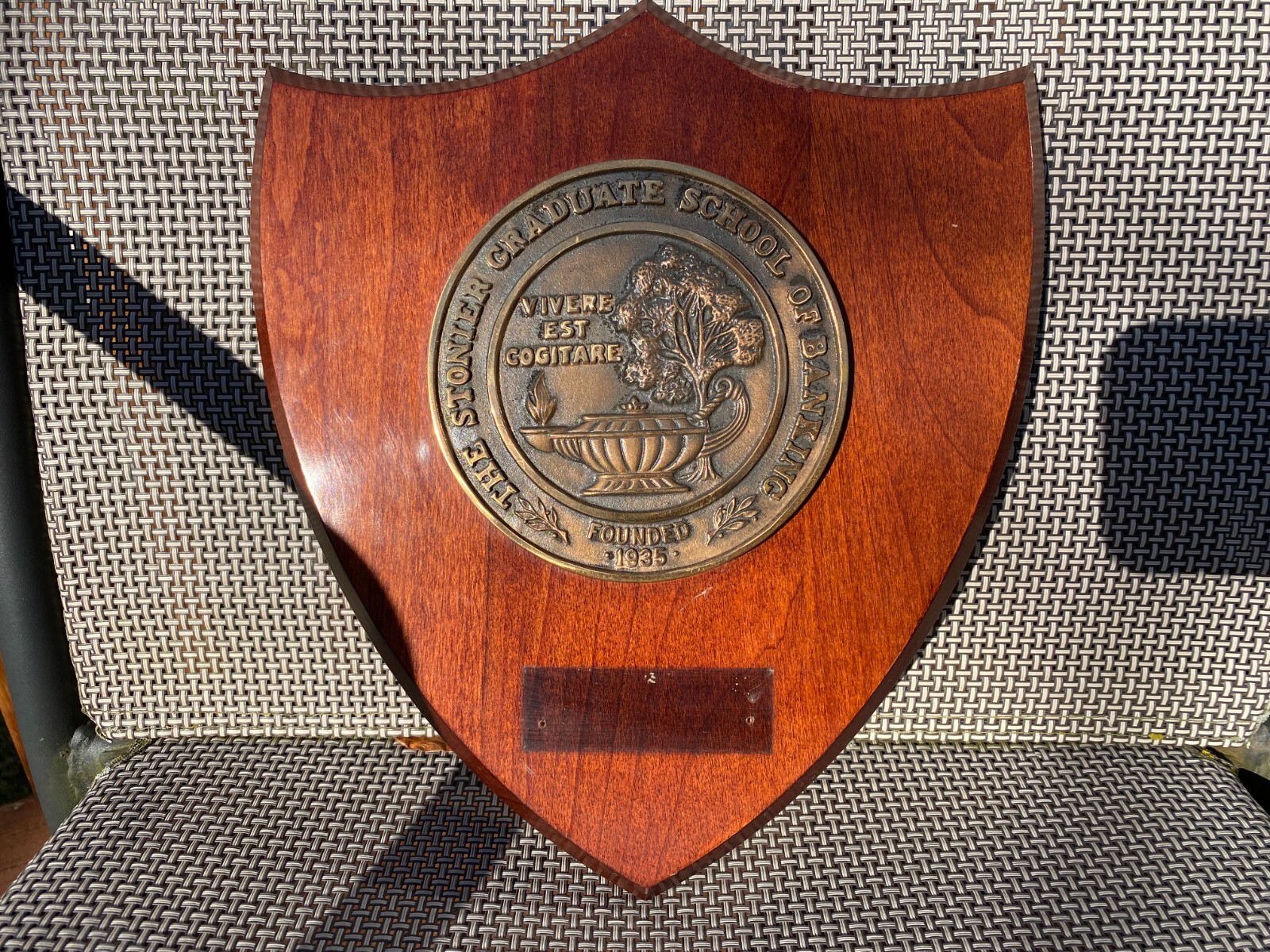 The Stonier Graduate School of Banking Brass Wood Wall Plaque | eBay
