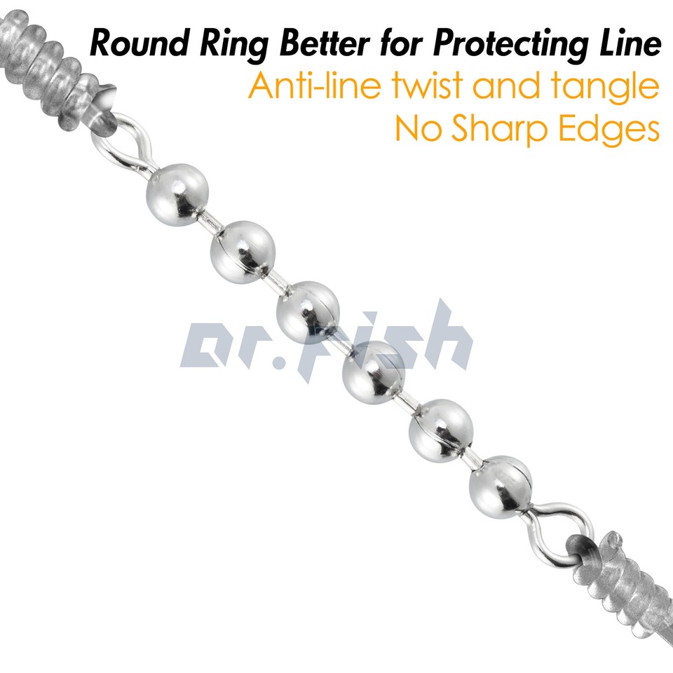 20/40pcs Stainless Steel Fishing Bead Chain Swivels 4-6 Balls 100lb ...