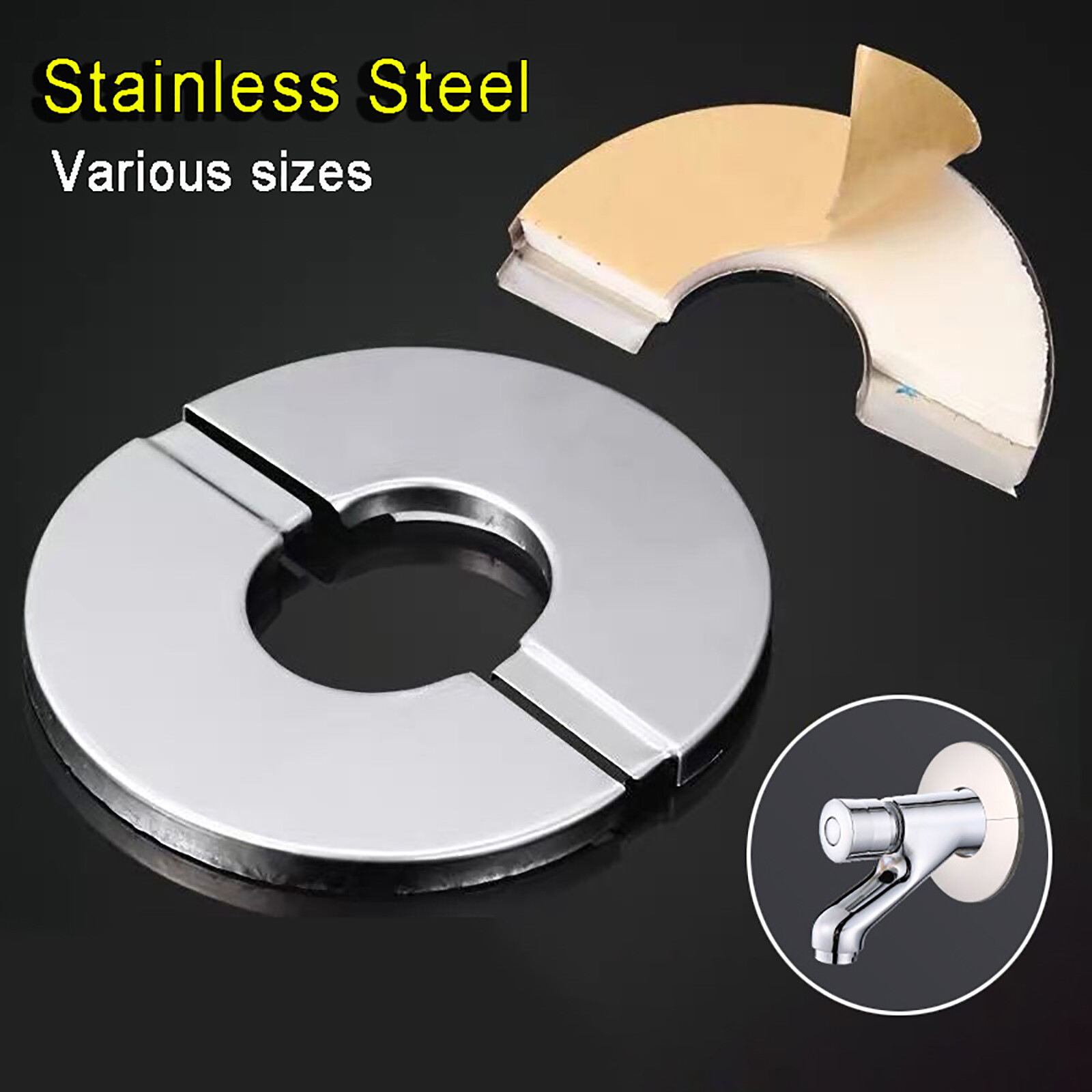 Stainless Steel Tap Faucet Cover Collars Wall Hole Decorative Cover ...