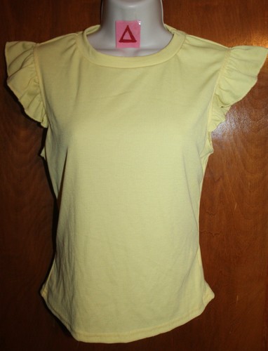 SHEIN Ladies' Small (size 4) CAP-SLEEVE KNIT BLOUSE (yellow; ribbed ...
