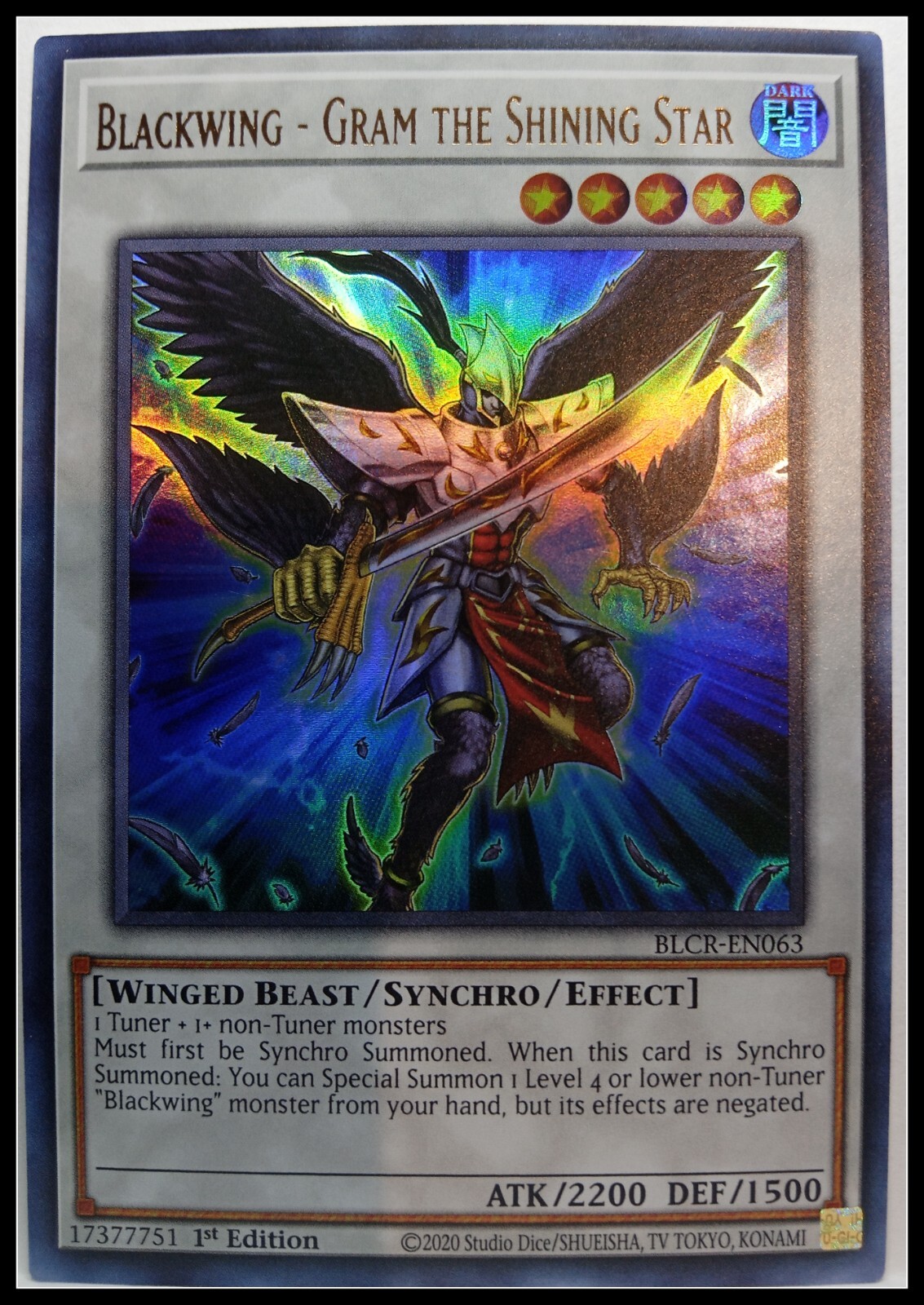 YuGiOh Crystal Revenge Blackwing Gram the Shining Star BLCR-EN063 NM/MT ...