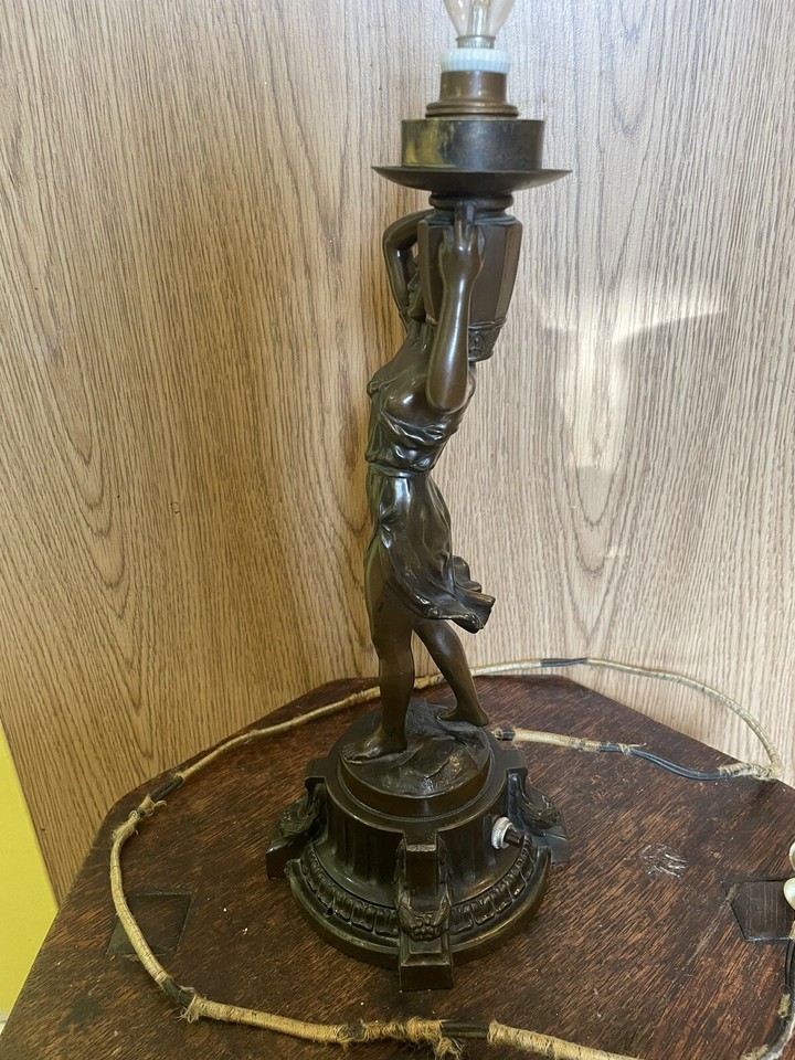 Art Nouveau Lamp Mosaic Glass Shade 1920s Germany Deco Flapper Girl 17 ...