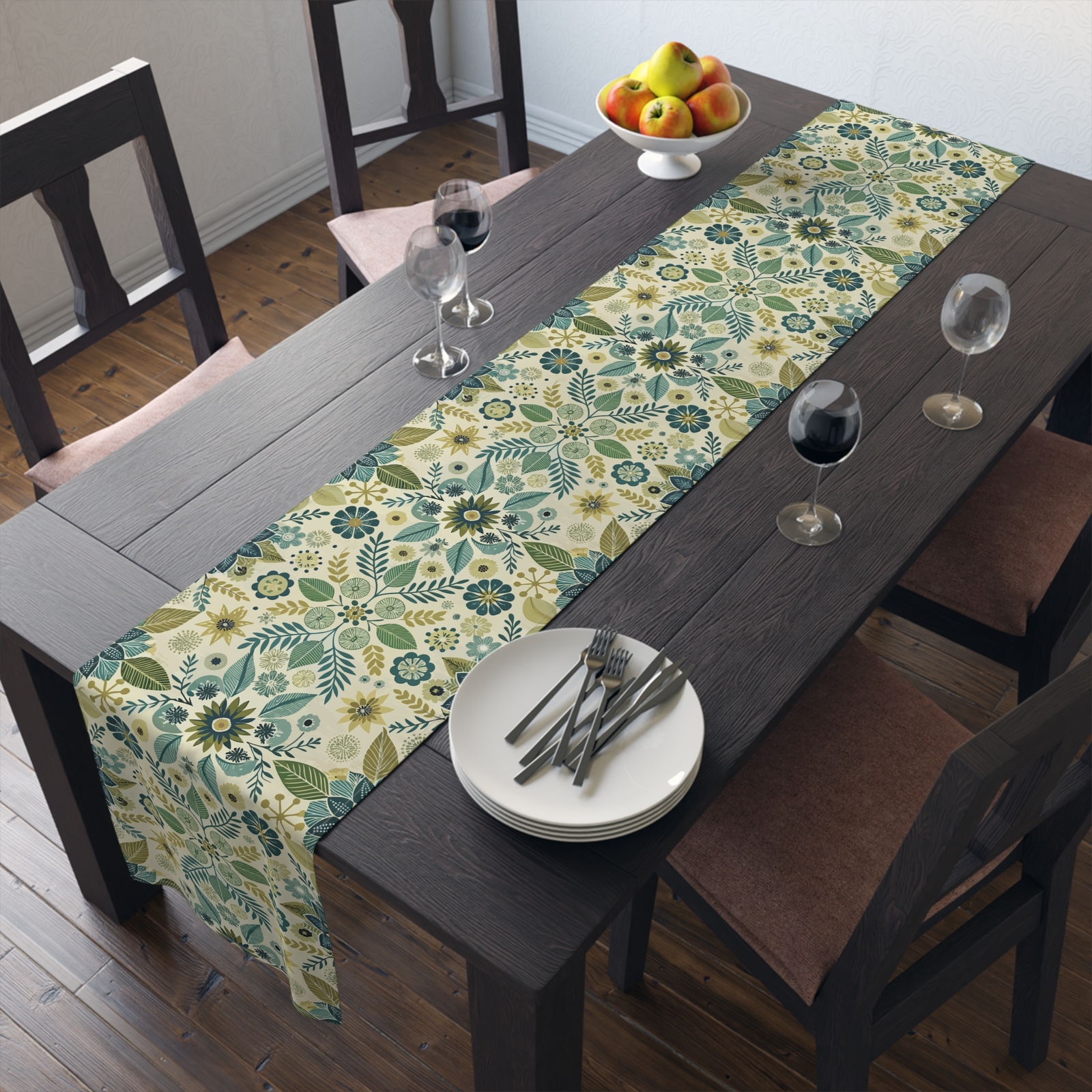Scandinavian Floral Table Runner, Nordic Dining Decor, Kitchen Linens ...