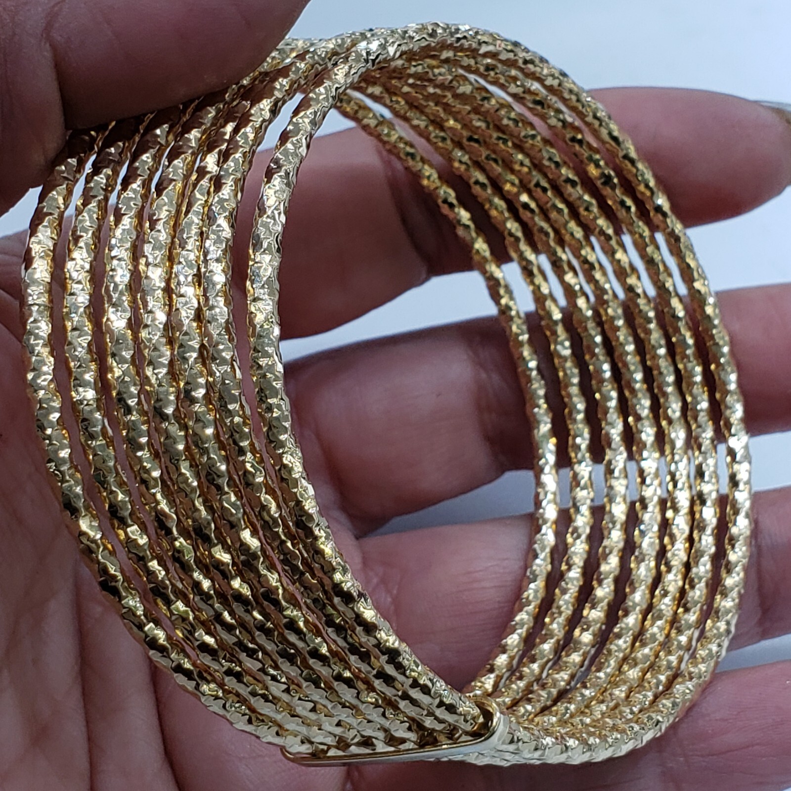 14k Yellow Gold semanario 7 bangles bracelets 2.75 inch | eBay