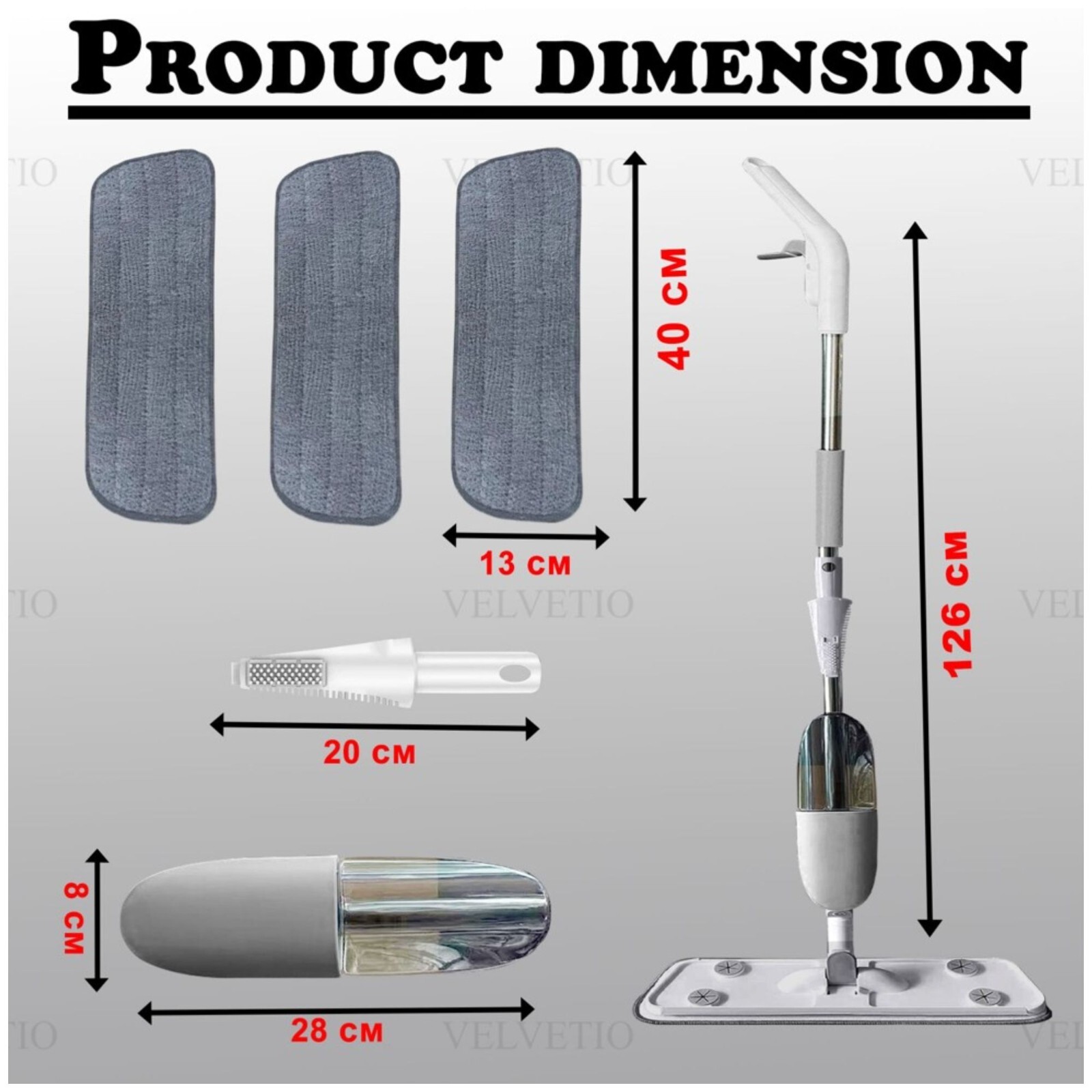 Spray Mop for Floor Cleaning 3 Reusable Microfibre Pads 330ml Water ...