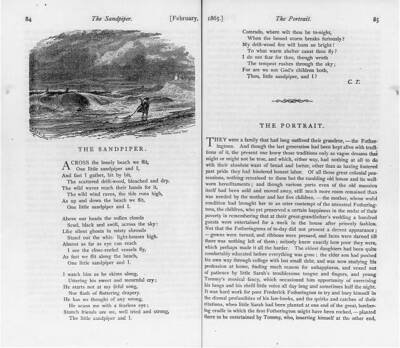 The Sandpiper' by C. Thatcher,poem with illustration,Our Young Folks ...