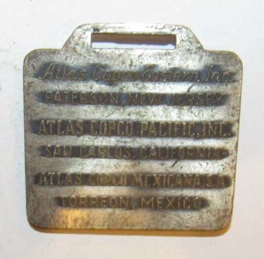 Vintage Atlas Copco Eastern Inc. Patterson, NJ Watch Fob - Torreon ...