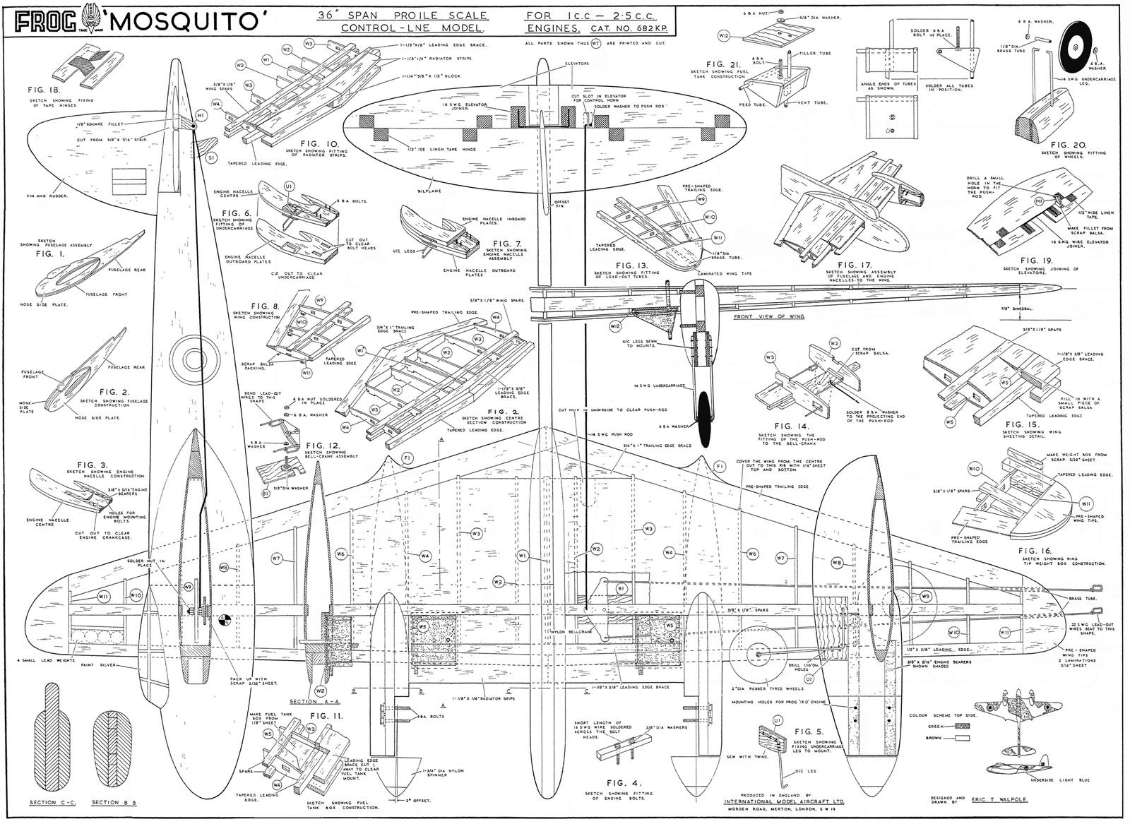 FROG D.H. MOSQUITO PLANS CONTROL LINE | eBay