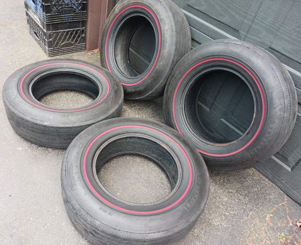 FIRESTONE WIDE OVAL SUPER SPORT REDLINE F70-15 BIAS PLY TIRES (SET OF 4 ...