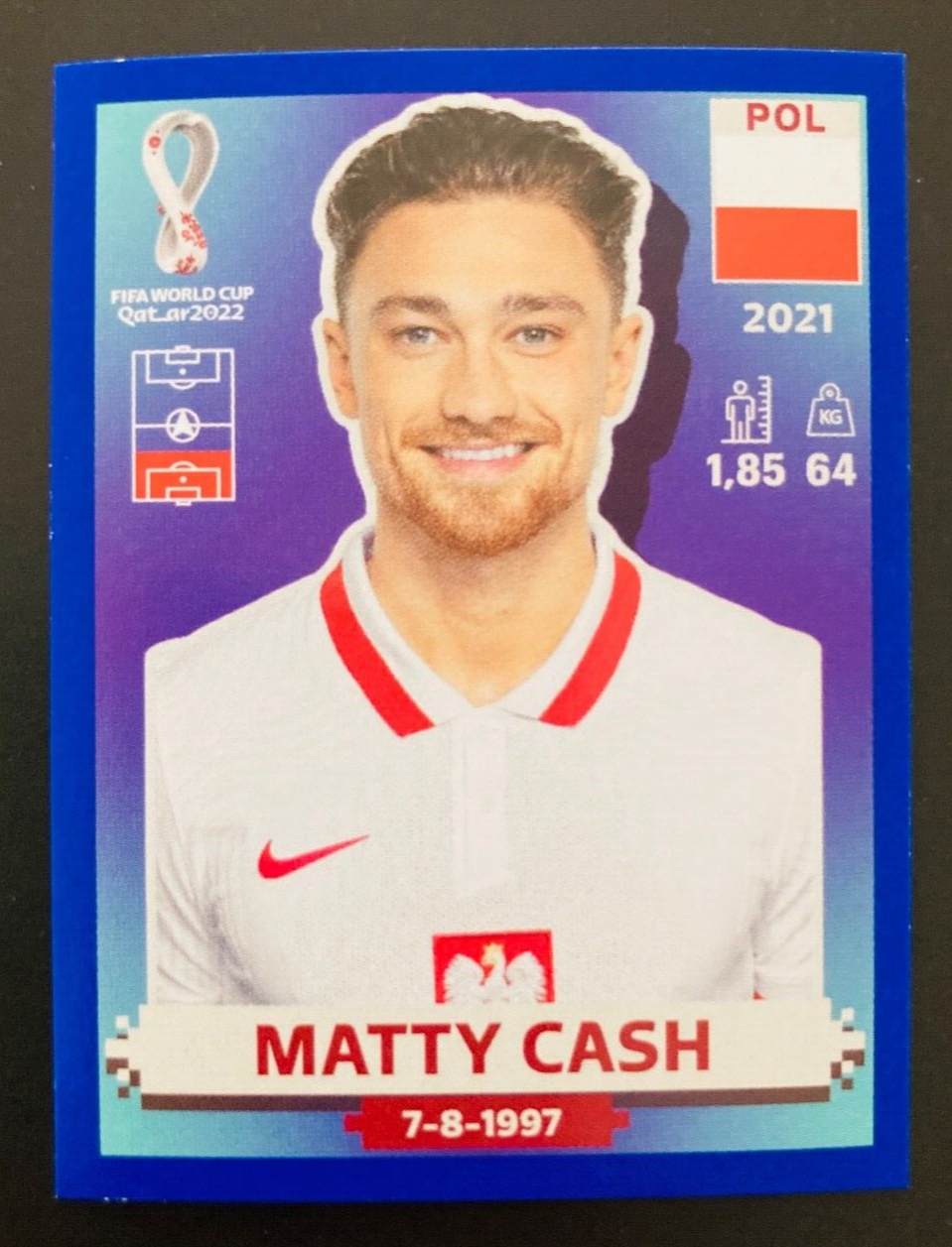 2022 Panini FIFA World Cup Qatar POL7 Matty Cash Poland blue sticker | eBay