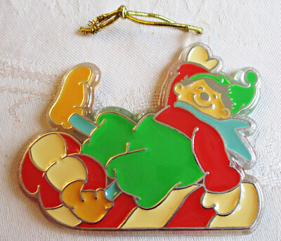 Hallmark 1982 candy cane sledder sledding Christmas Trimmer ornament ...