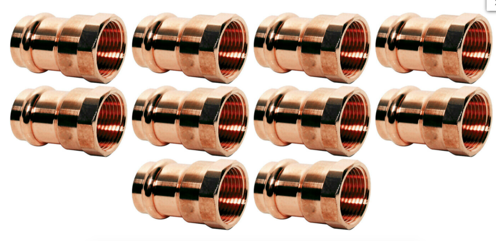 (Lot of 10) 1/2" Female Adapter Propress Copper Fittings, Press x ...