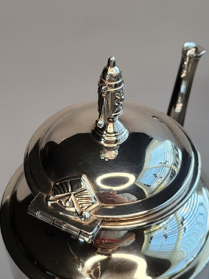 Rare Antique Hall Elton & Co Treble Plate 950 Silver Pot and Sugar Bowl ...