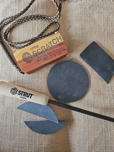 Misc Lot Turkey Call Parts - Little Scratch Box, Strut Striker, Lanyard ...