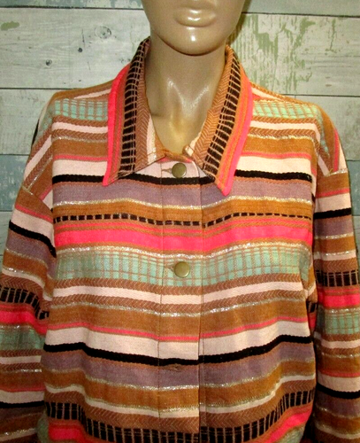 SALT WATER LUXE Women Striped awesome jacket size L Large excellent ...