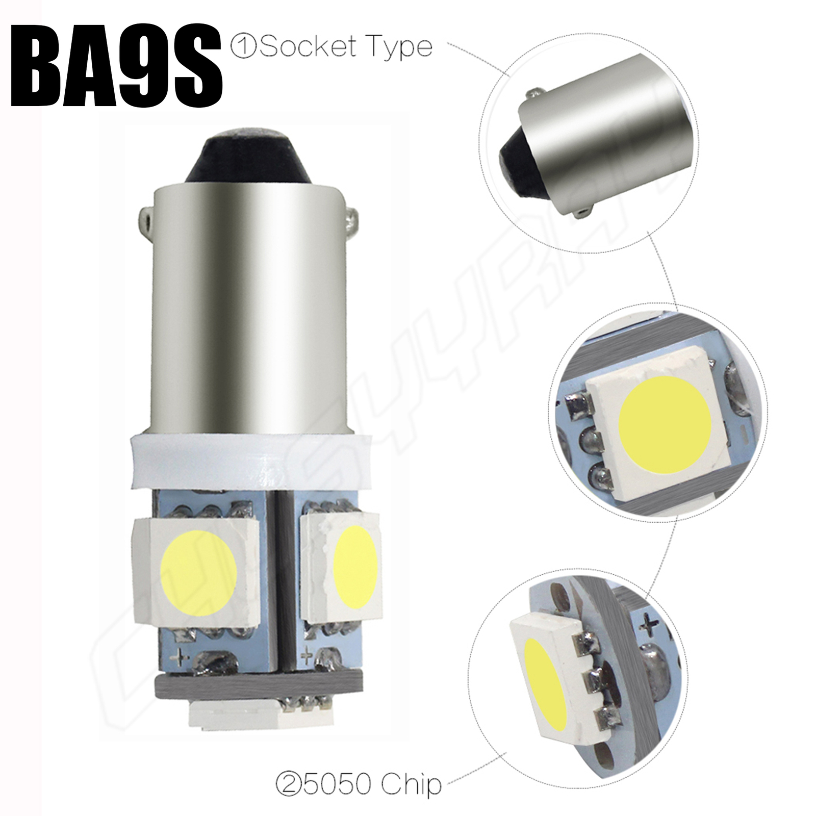 2x Super White BA9S LED Interior Instrument Panel Dash Map Light Bulb ...