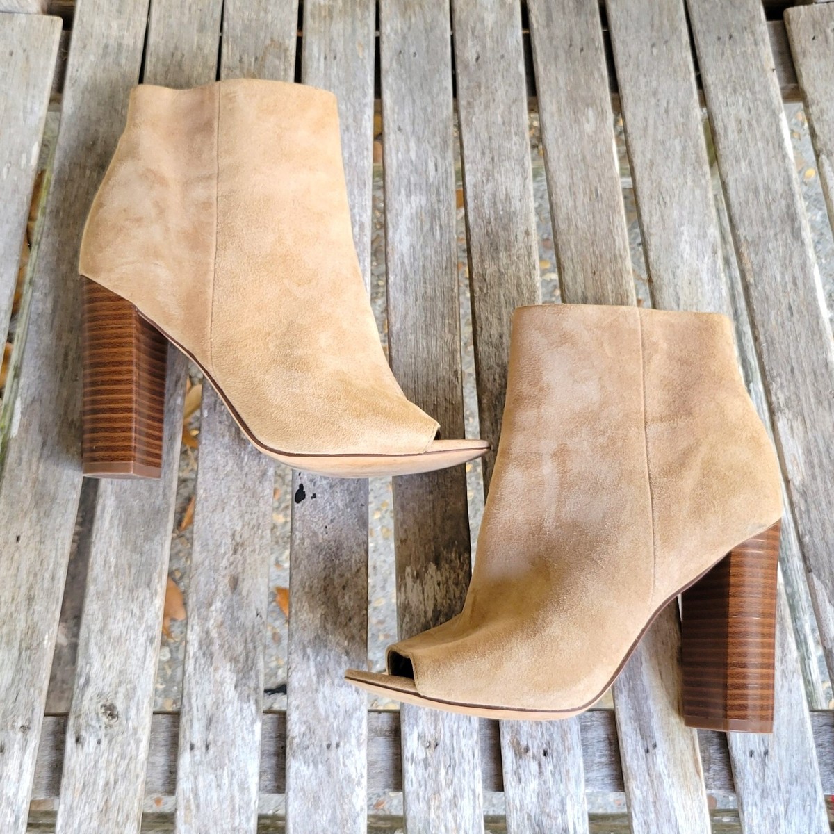 Camel Suede Peep Camel Open Toe Booties Donna Camel Suede Tassel Peep ...