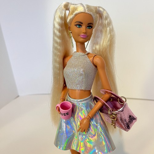 Barbie Extra #8 Doll Blonde Long Pigtails Redressed Crimped Hair ...