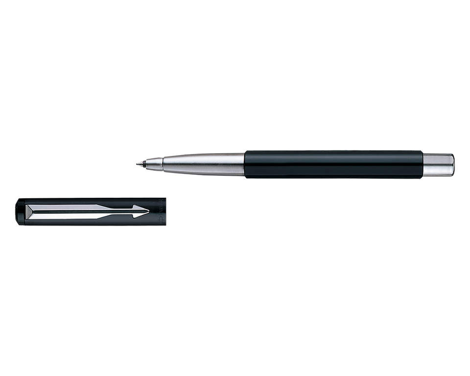 Parker Vector Standard Roller Ball Pen Chrome Trim CT (Black Body) Blue ...